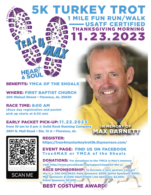 Trax4MAX 5K TURKEY TROT 1 MILE FUN RUN/WALK - Visit Florence